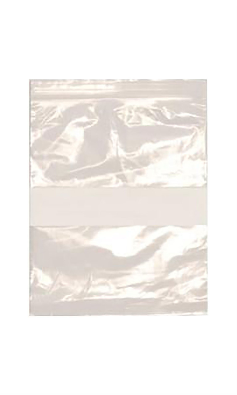 Resealable 8 x 10 inch Clear Plastic Bags With White Block - Case of 100