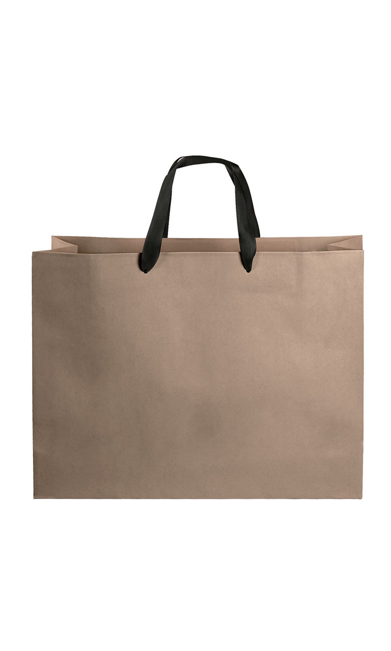 Large (Vogue) - Kraft Premium Folded Top Paper Bags - Ribbon Handles