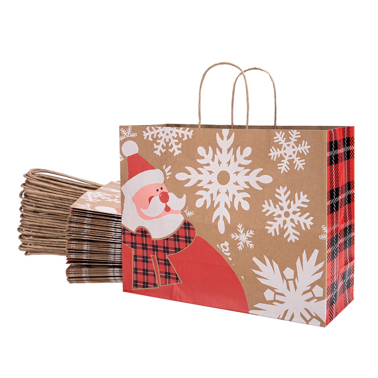 Large (Vogue) - Santa Holiday Paper Shopping Bags - Case of 100