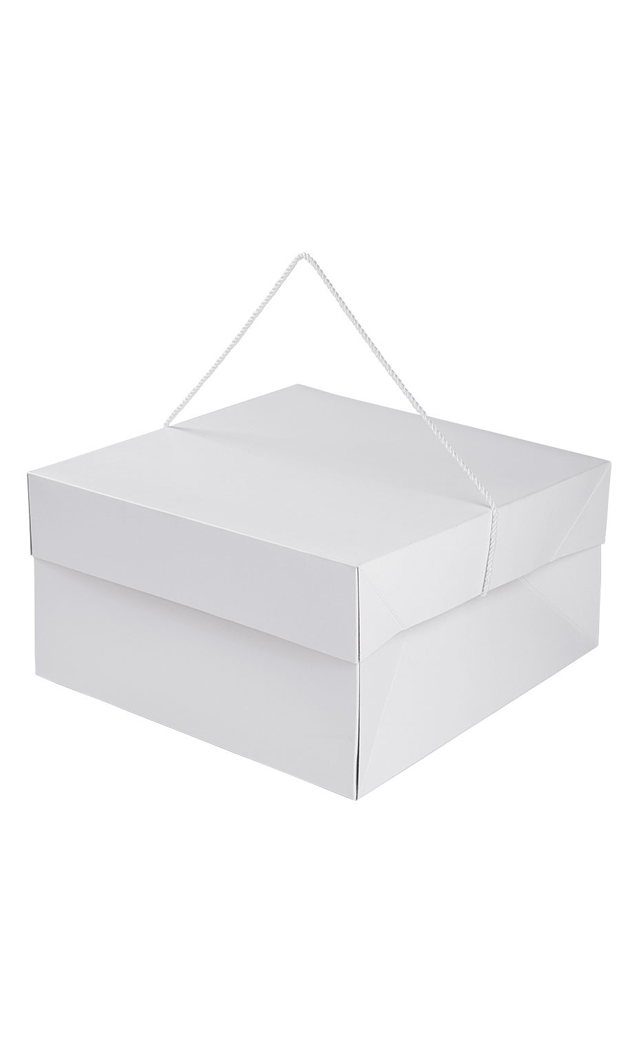 14 x 14 x 7 inch White Hat Boxes with Handles - Case of 25 | Store ...