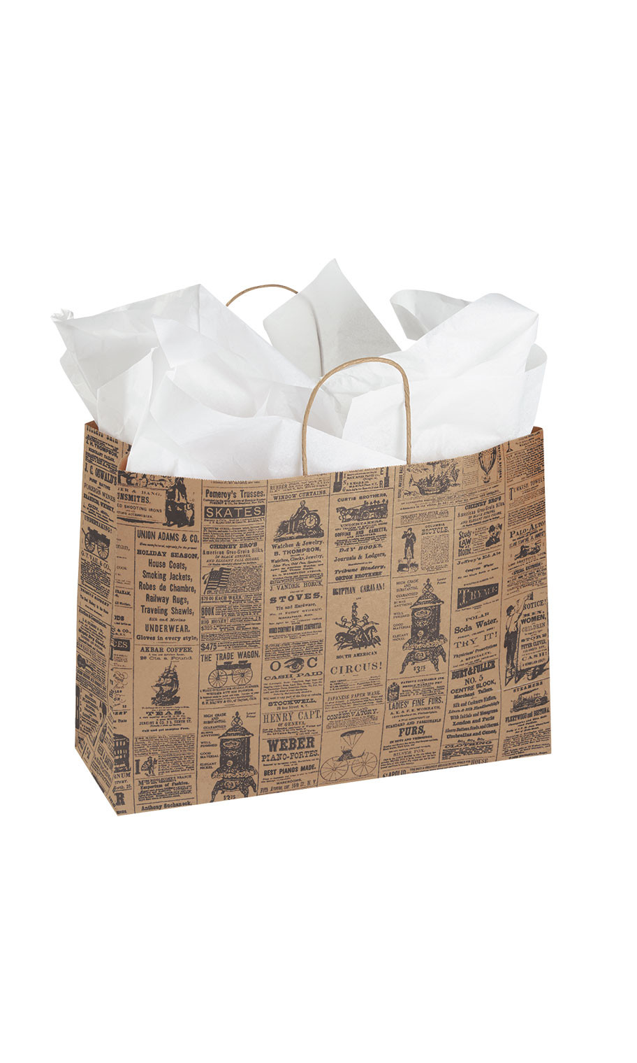 Large (Vogue) - Newsprint Paper Shopping Bags - Case of 100
