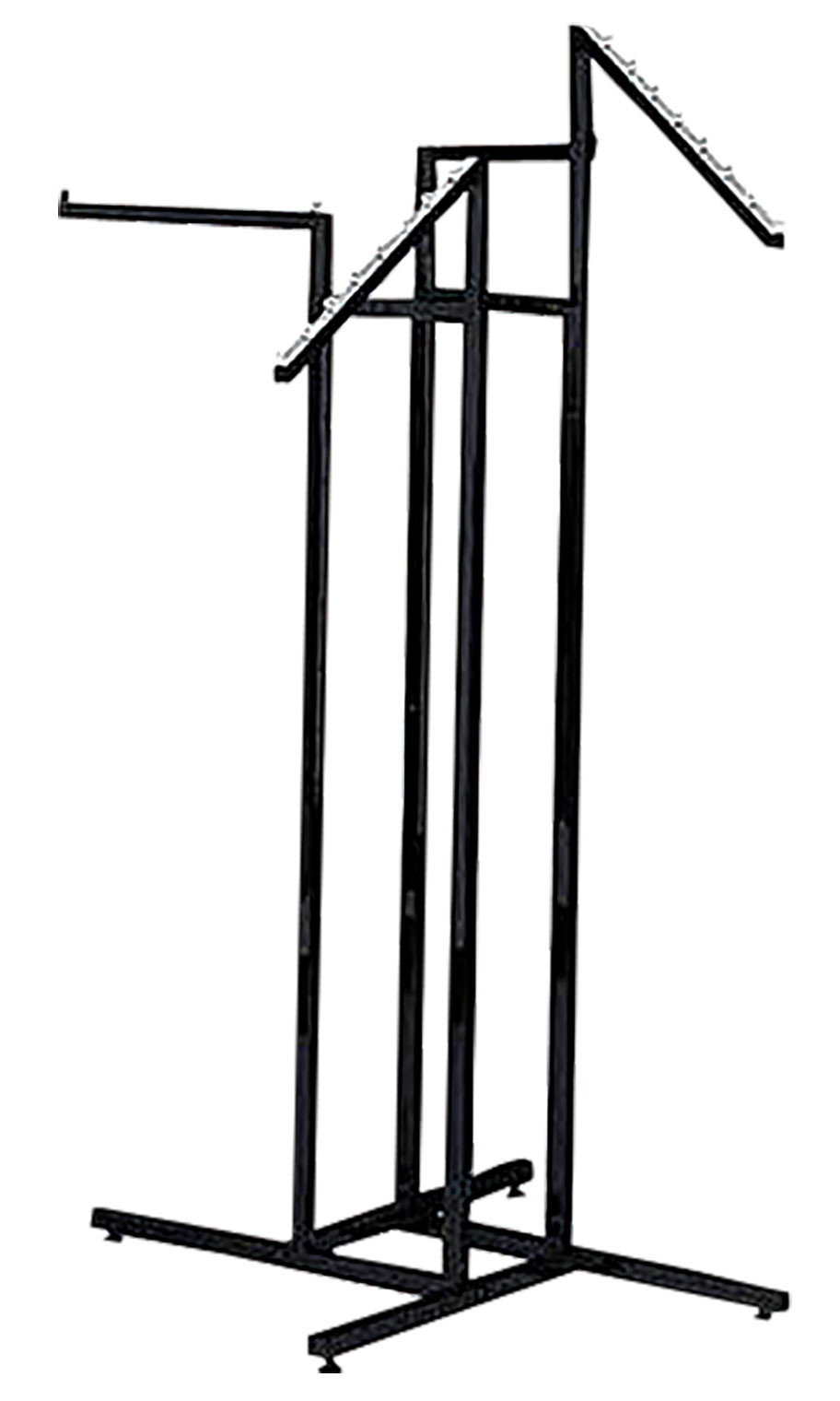 4-Way Chrome Accent Clothing Rack with 2 Straight Arms and 2 Slant Arms