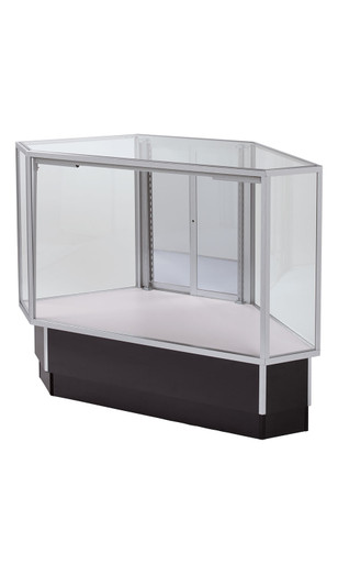 Full Vision Corner Rear Access Black Display Case Ready To Assemble