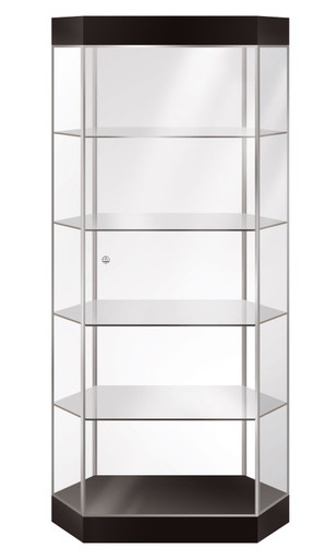 Stretch Hexagonal Metal Framed Tower Display Case with Light | Store ...
