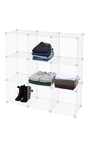 3 x 3 White Wire Storage Cubes