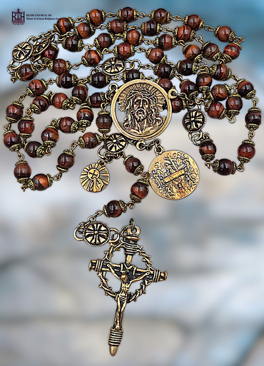Precious Blood 63 Beads Chaplet | Heritage Bronze | Red Tiger Eye