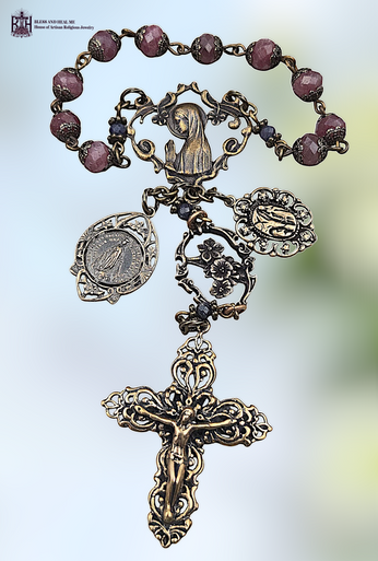 Marian Blessed Virgin Miraculous Mary Lourdes Heirloom Chaplet – Bronze ...