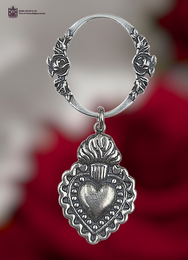 Sacred Heart Jesus Ex Voto Pocket Medal Prayer Ring Keychain | Sterling ...