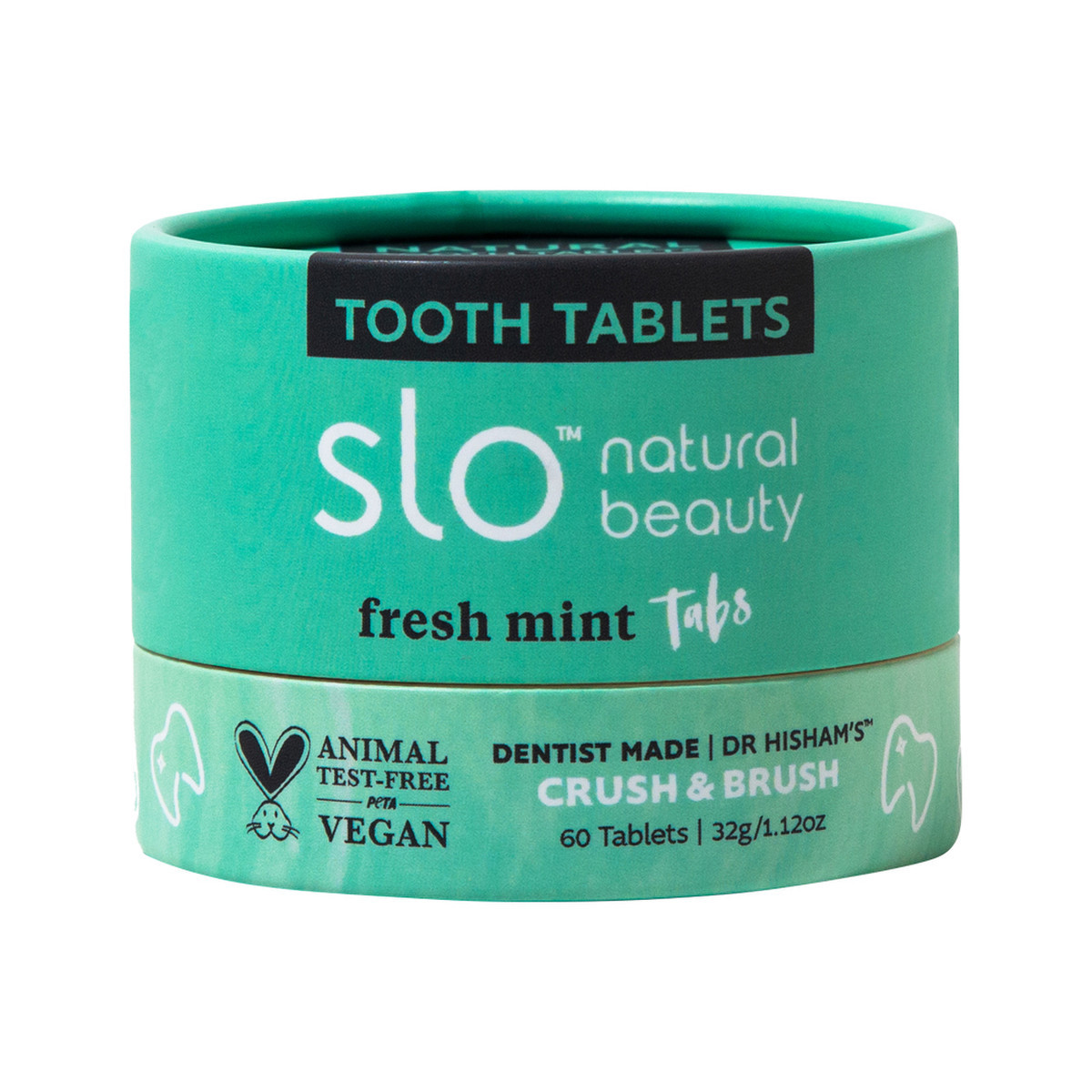 Slo Natural Beauty Tooth Tablets (Crush and Brush) Fresh Mint Tabs 60t ...