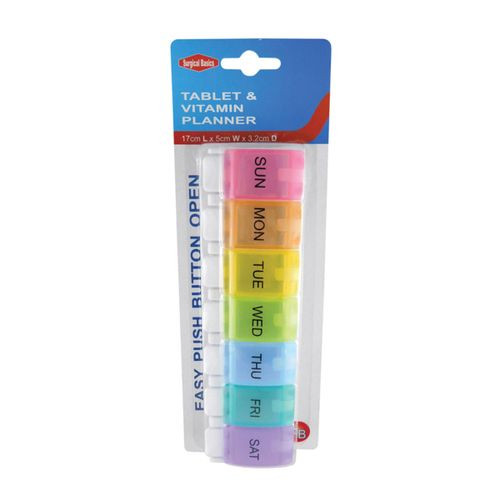 Pill Box Weekly Planner (1 per day) Small (17 x 5 x 3.2cm) - Natural ...