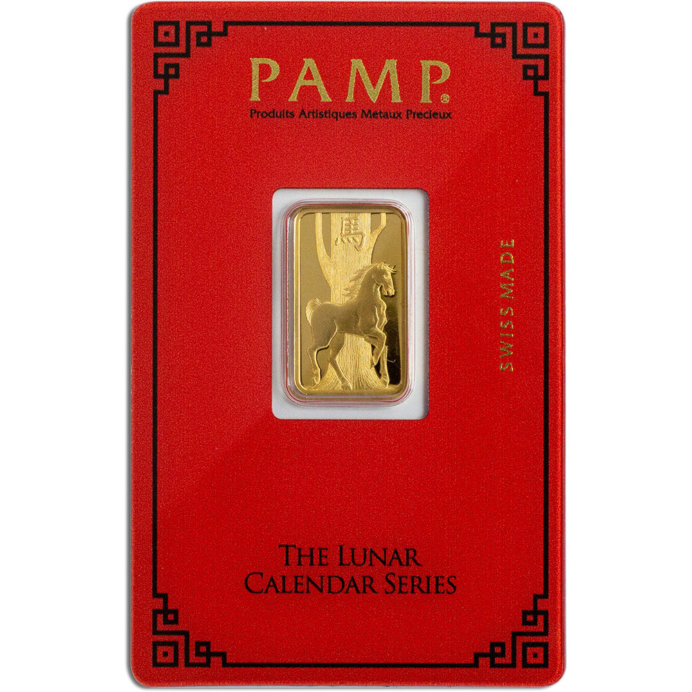 5 gram Gold Bar - PAMP Suisse - Lunar Year of the Horse - 999.9 Fine in ...