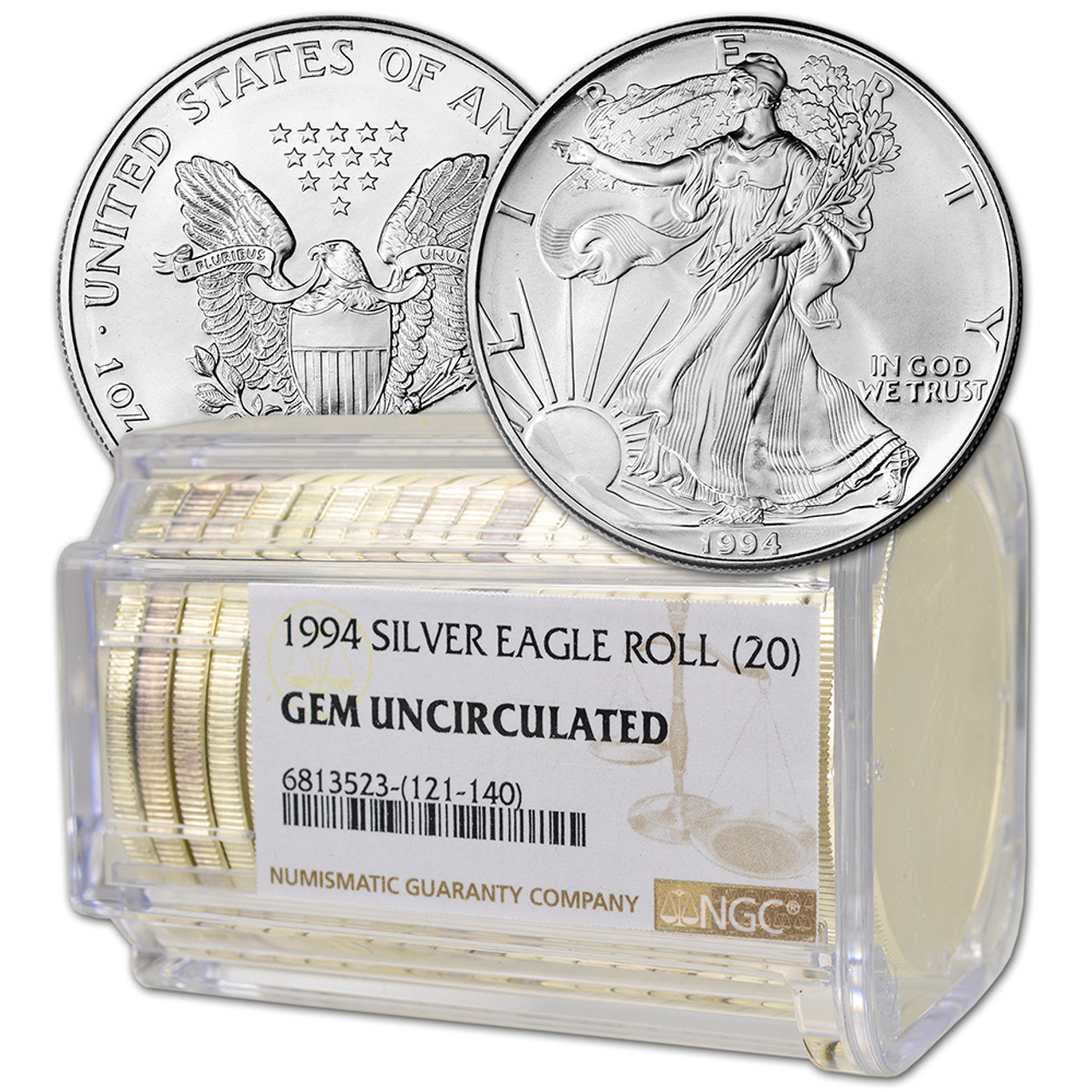 Roll of 20 - 1994 American Silver Eagle - NGC Gem Uncirculated [94-ASE ...