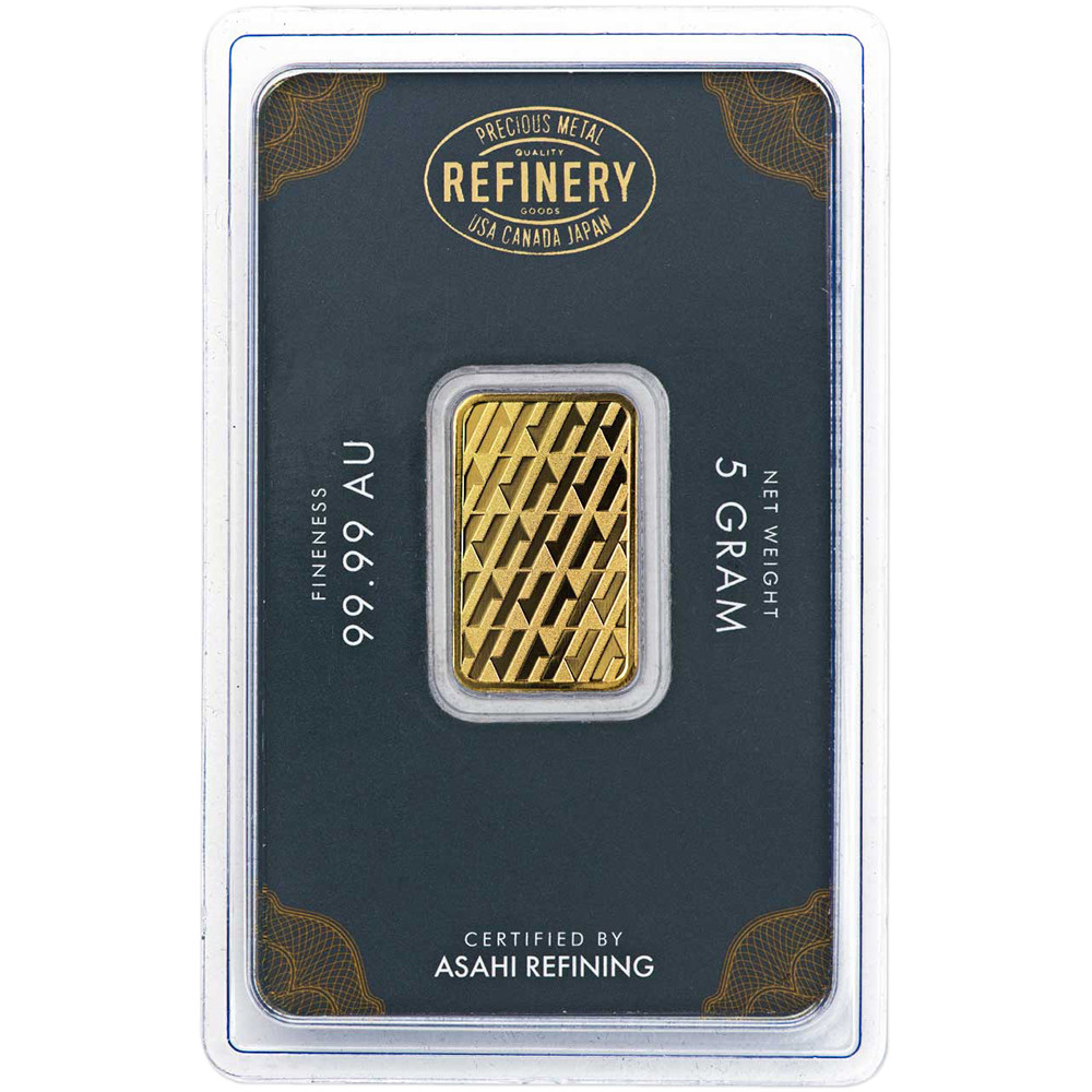 5 gram Gold Bar Asahi Refining .9999 Fine in Sealed Assay [GOLD-Bar-5g ...