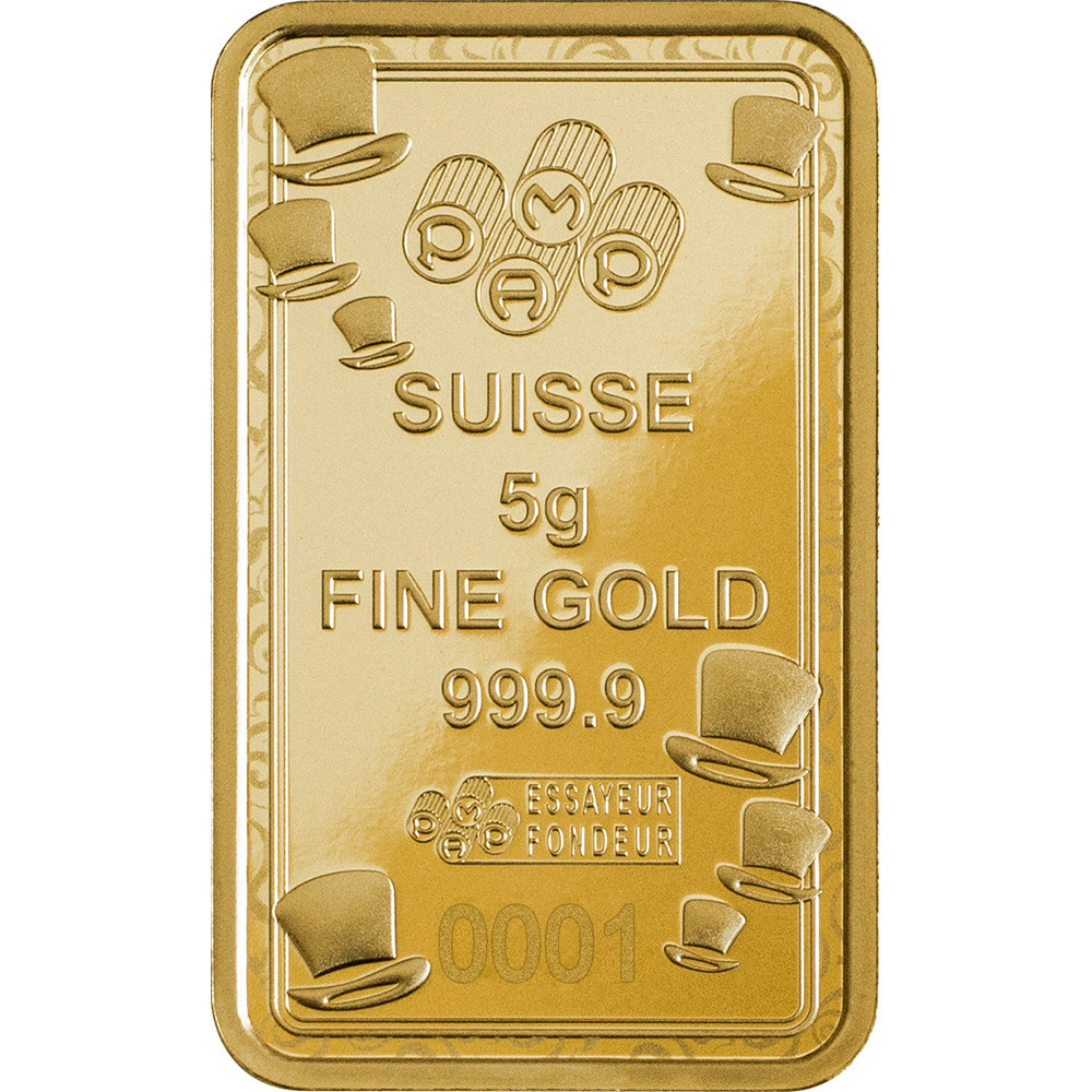 5 gram Gold Bar PAMP Suisse - Willy Wonka Golden Ticket 999.9 Fine in ...