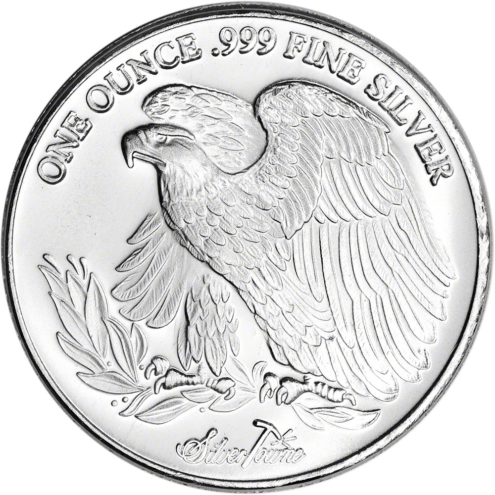 1 oz. Silvertowne Silver Round Saint-Gaudens Design .999 Fine Silver ...