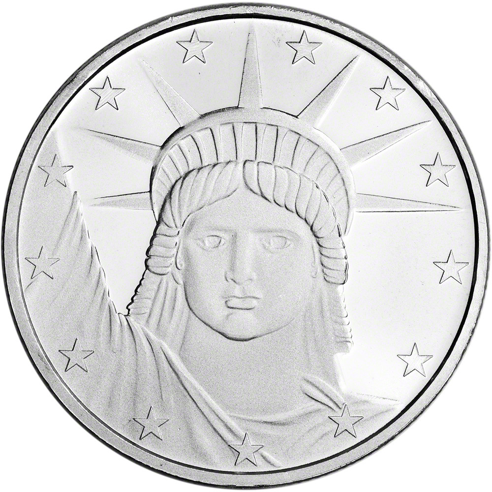 FIVE 1 oz. SilverTowne Silver Round - Lady Liberty Design - 999 Fine ...