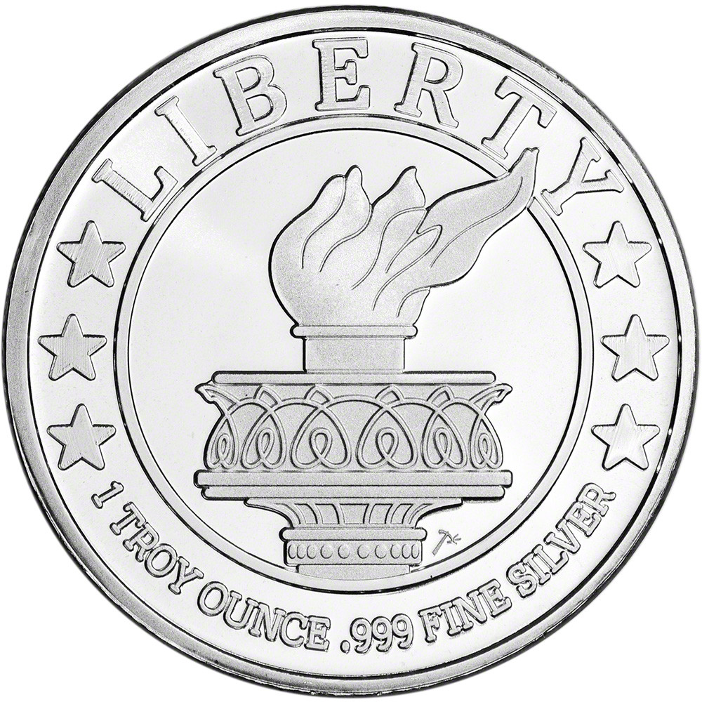FIVE 1 oz. SilverTowne Silver Round - Lady Liberty Design - 999 Fine ...