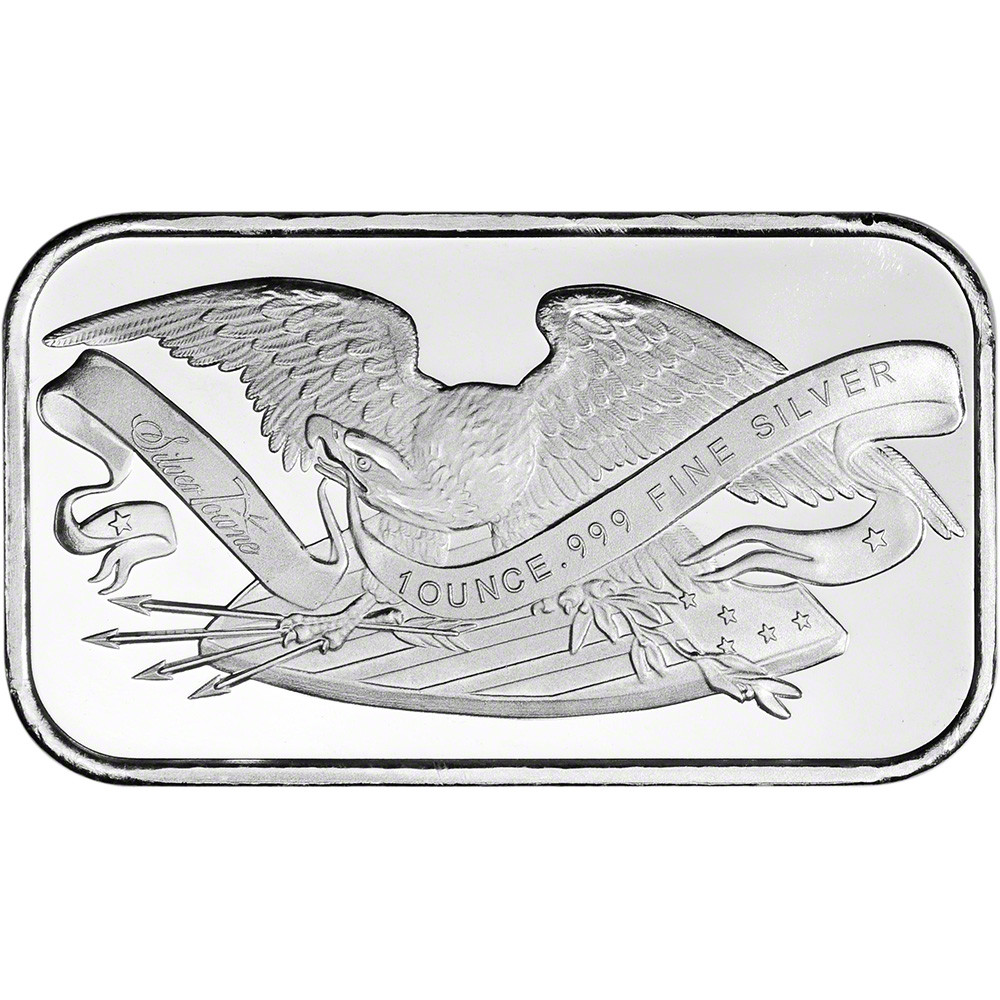 1 oz. SilverTowne Silver Bar - Retro Bald Eagle Design - 999 Fine ...
