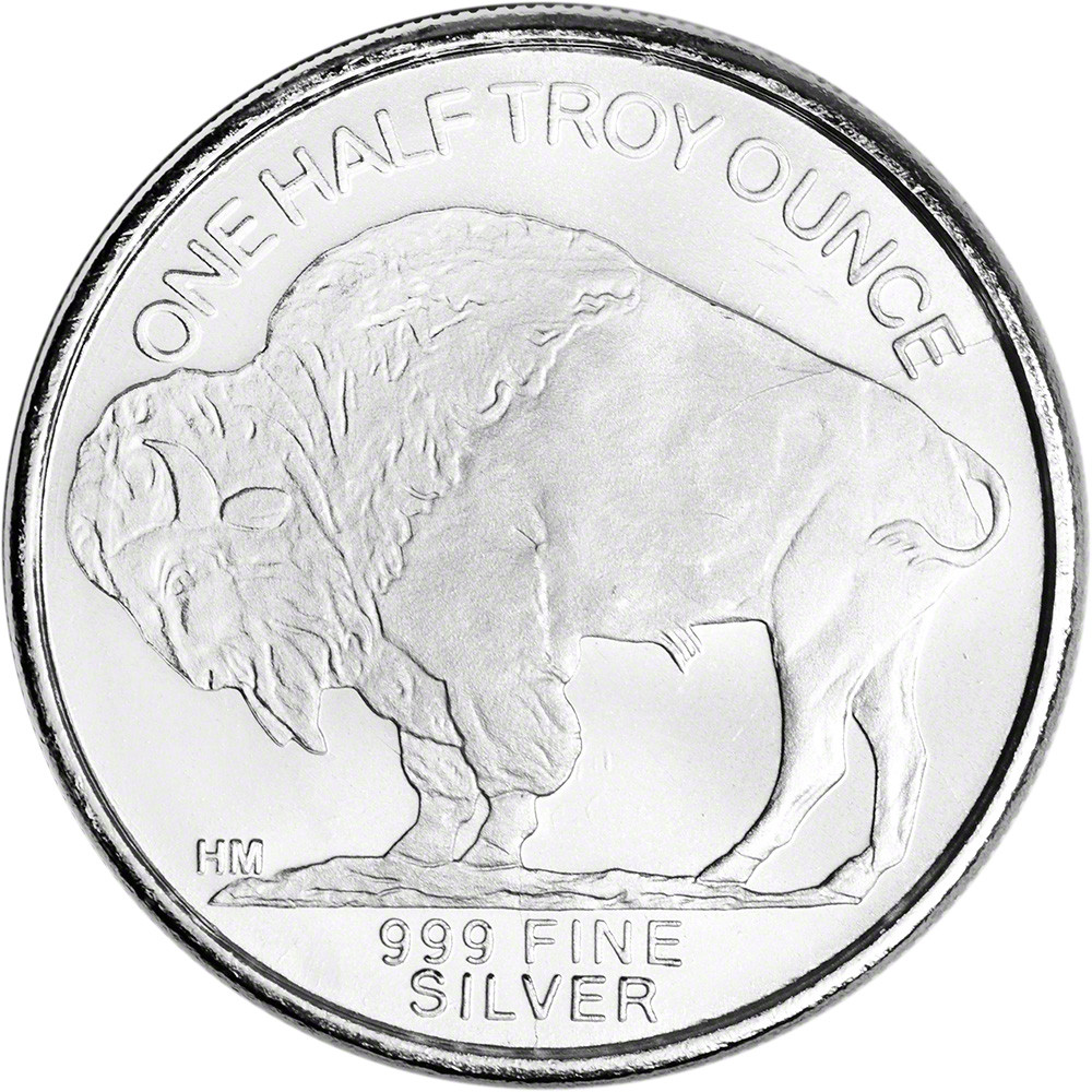 100 pc. 1/2 oz. Highland Mint Silver Round Buffalo .999 5 Rolls Tubes ...