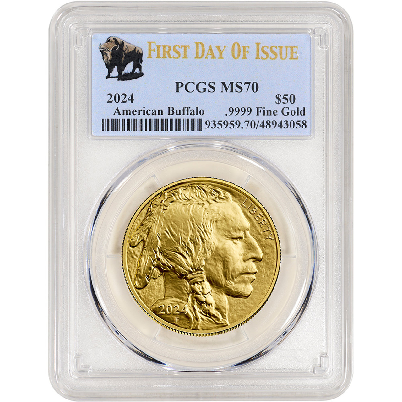 2024 American Gold Buffalo 1 oz $50 - PCGS MS70 First Day of Issue Buffalo Label [24-BUFF-P-MS70 ...