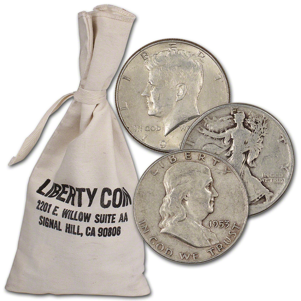 90% Silver Half Dollars - $50 Face Value Bag - Circulated [X-BAG-90 ...