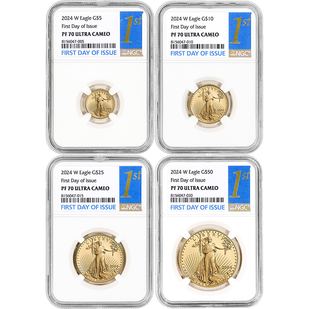 2024 W American Gold Eagle Proof 4 pc Year Set NGC PF70 UCAM First Day Issue 1st [24-W-AGE-SET-N ...