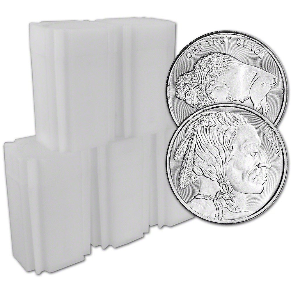 100 1 oz Cut Saw Mint Silver Round Buffalo Design 999 Fine 5 Tubes of ...