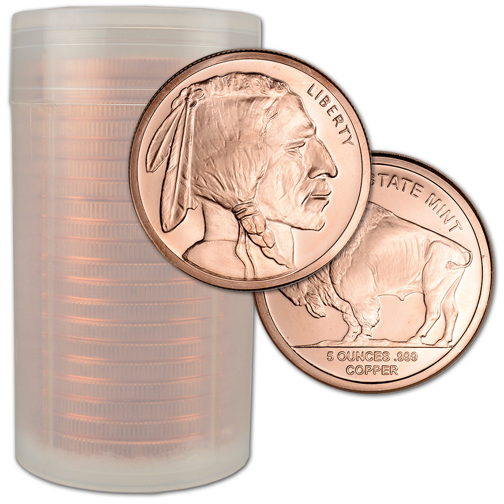 5 oz Golden State Mint Copper Round Buffalo .999 Fine Tube of 20 ...