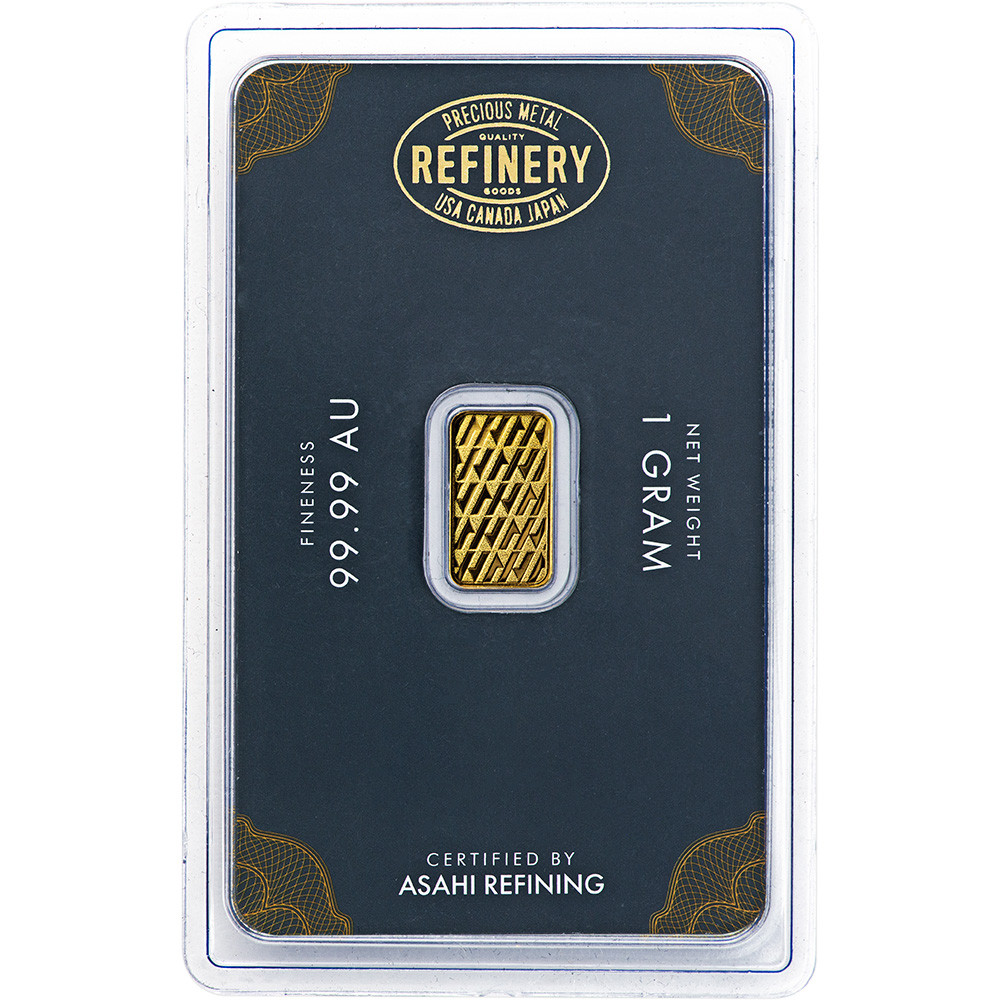 1 gram Gold Bar Asahi Refining .9999 Fine in Sealed Assay [GOLD-Bar-1g ...