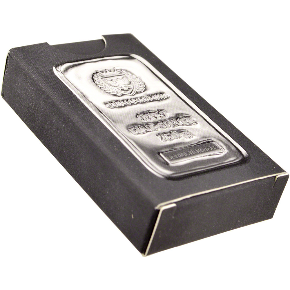 250 gram Germania Mint Silver Bar 9999 Fine [SILVER-Bar-250g-GM-Cast ...