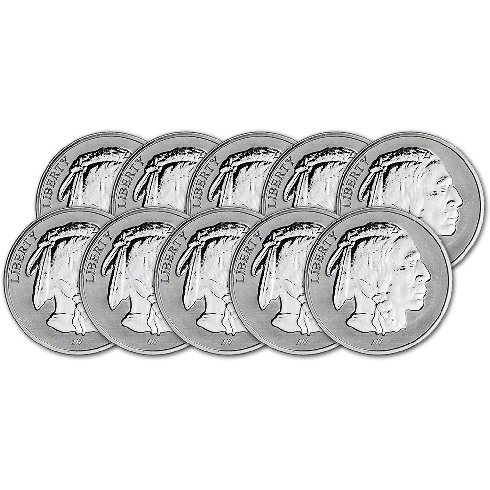 TEN (10) 1 oz Silver Round - Asahi Reverse Proof Buffalo Design .999 ...