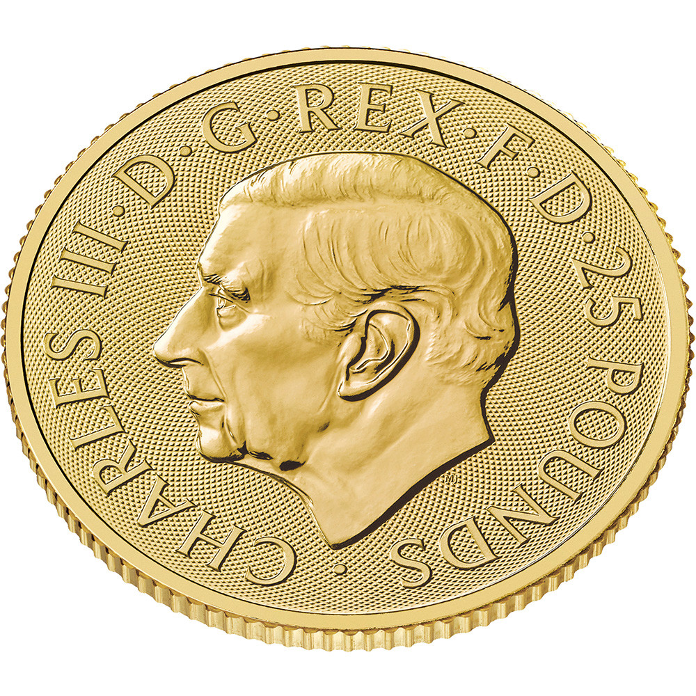 2025 Great Britain Gold Britannia £25 1/4 oz - BU 25 Coin Mint Tube [25 ...