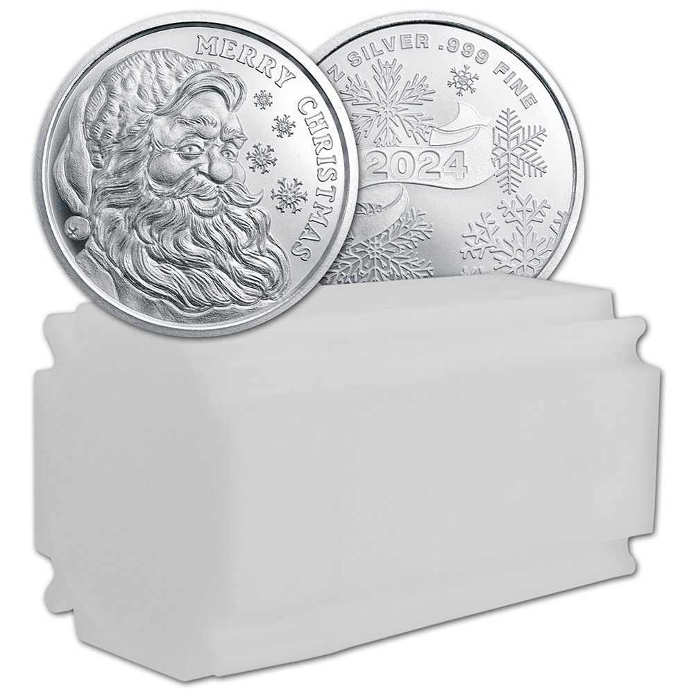 1 oz Golden State Mint Silver Round 2024 Santa .999 Fine Tube of 20 ...