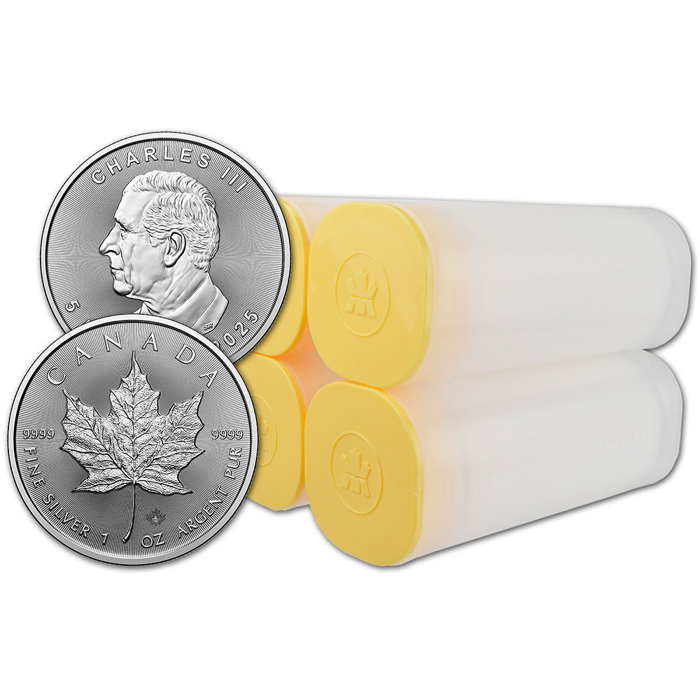 2025 Canada Silver Maple Leaf - 1 oz - $5 - 4 Rolls - 100 Coins in 4 ...