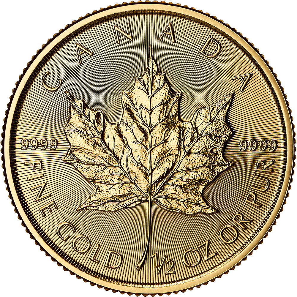 2025 Canada Gold Maple Leaf 1/2 oz $20 - BU - Sheet of Ten 10 Coins [25 ...
