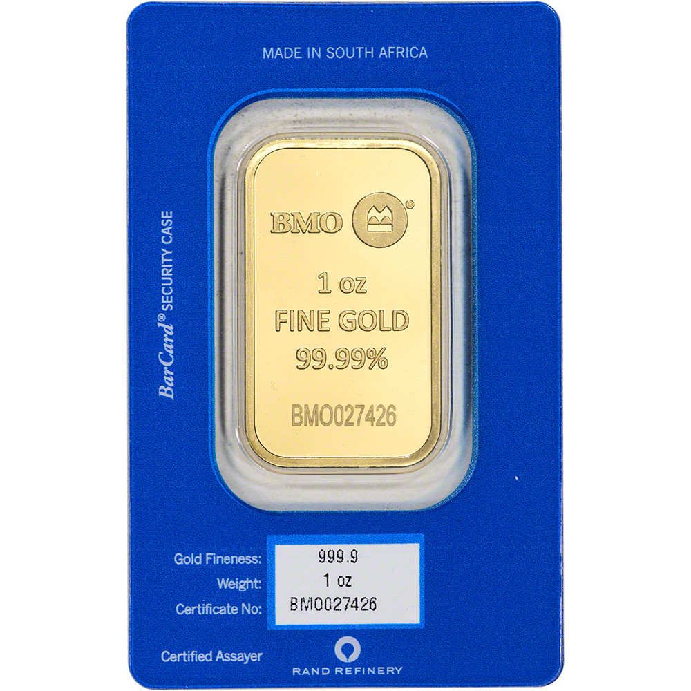 1 oz Gold Bar BMO Bank of Montreal 999.9 Fine in Sealed Assay [GOLD-Bar ...