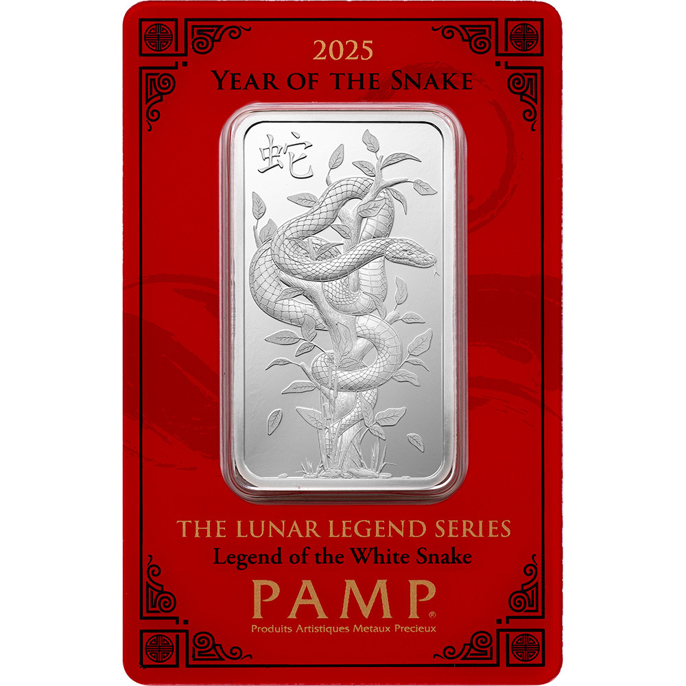 1 oz Silver Bar - PAMP Suisse - Lunar Legends White Snake .999 Fine in ...
