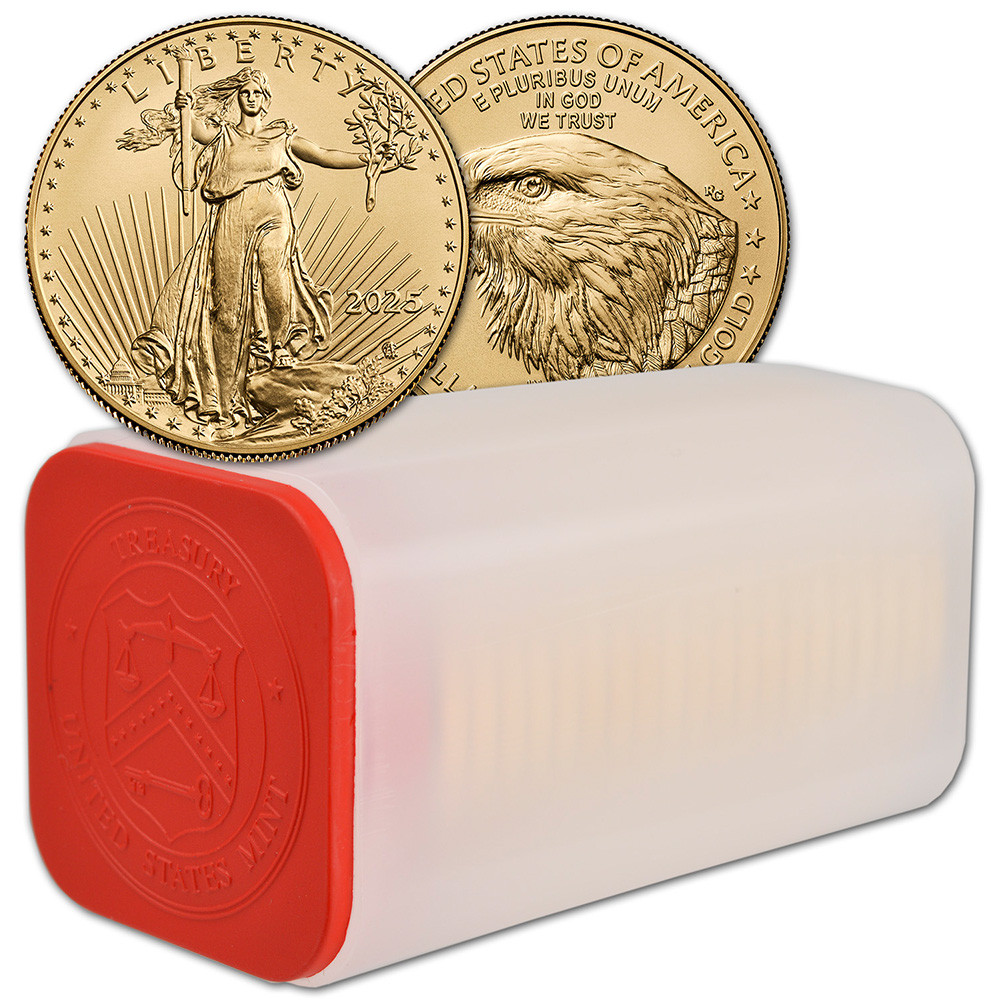 2025 American Gold Eagle 1 oz $50 1 Roll Twenty 20 BU Coins in Mint ...