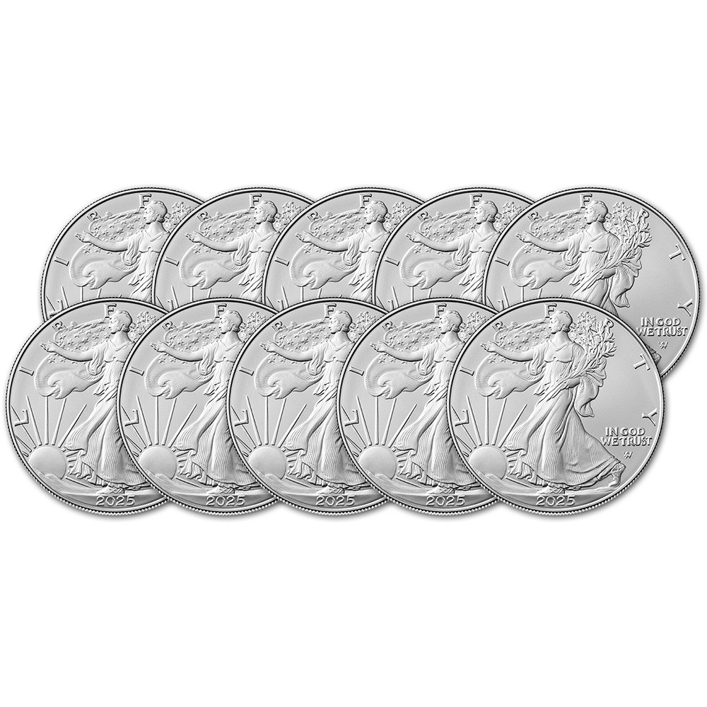 2025 American Silver Eagle 1 oz $1 - BU - Ten 10 Coins [25-ASE-BU(10 ...