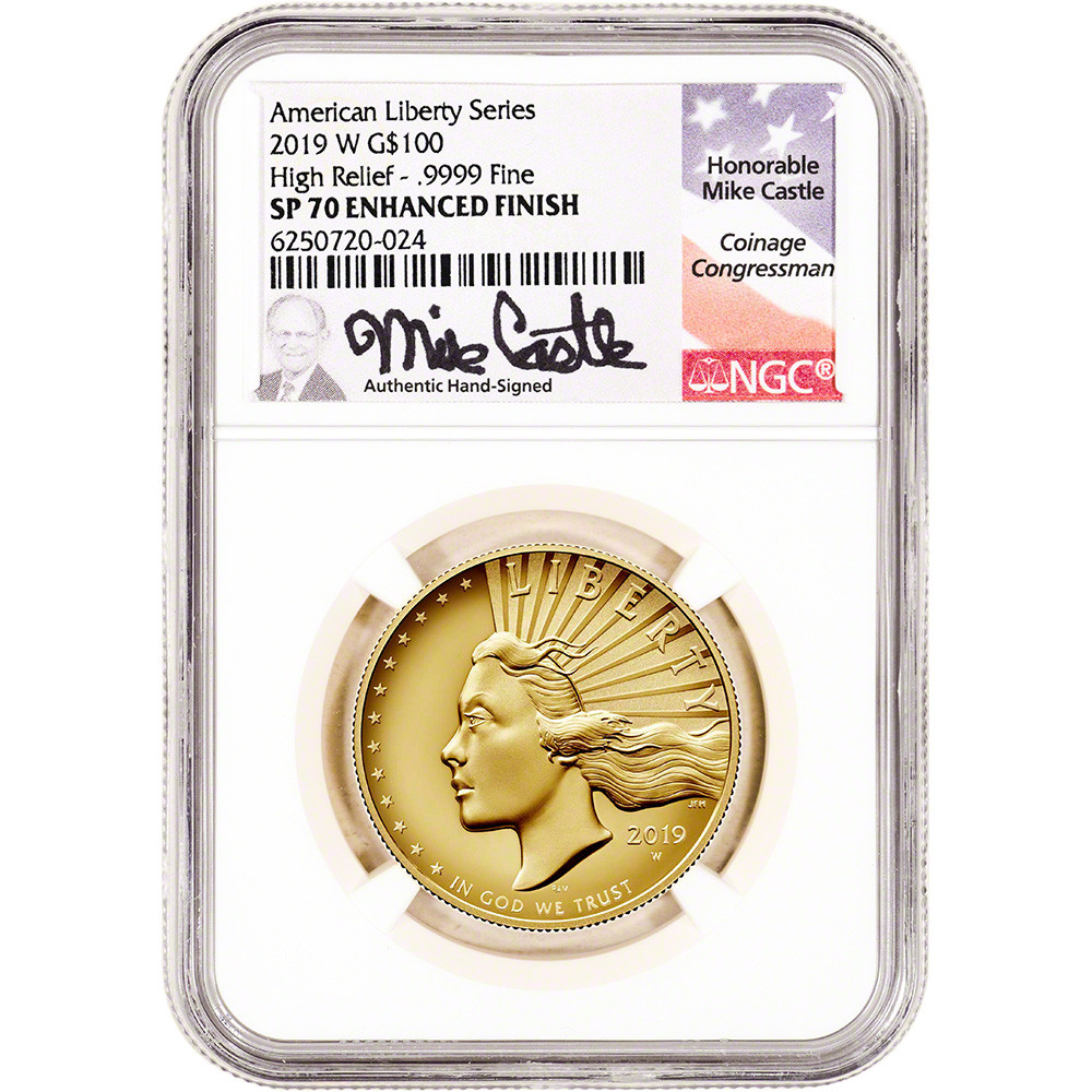 2019 W American Liberty Gold High Relief 1 oz $100 NGC SP70 Enhanced ...