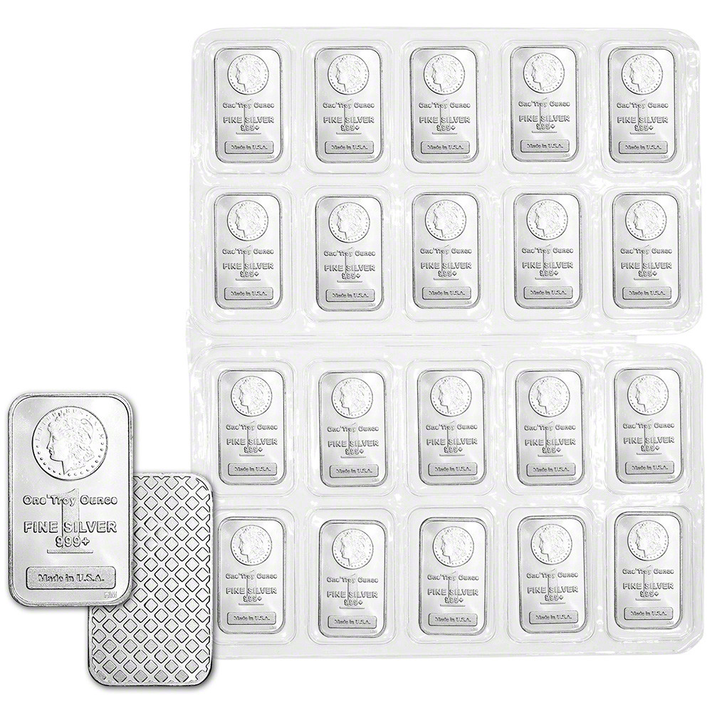 TWENTY (20) 1 oz. Highland Mint Silver Bar - Morgan Dollar Design .999 ...