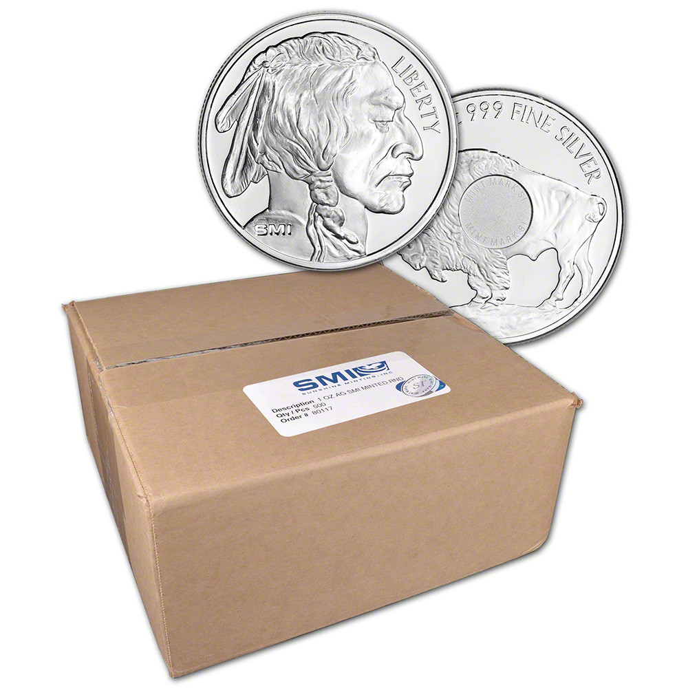FIVE HUNDRED (500) 1 oz. Silver Round - Sunshine Buffalo - .999 Fine ...