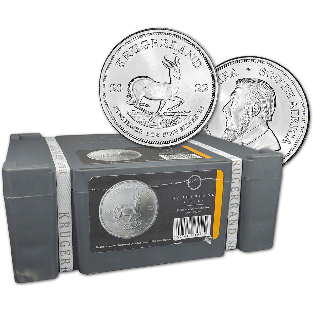 2022 South Africa Silver Krugerrand 1 oz 1 Rand - BU Sealed 500 Coin Box [22-KR-S1-BU(500 ...