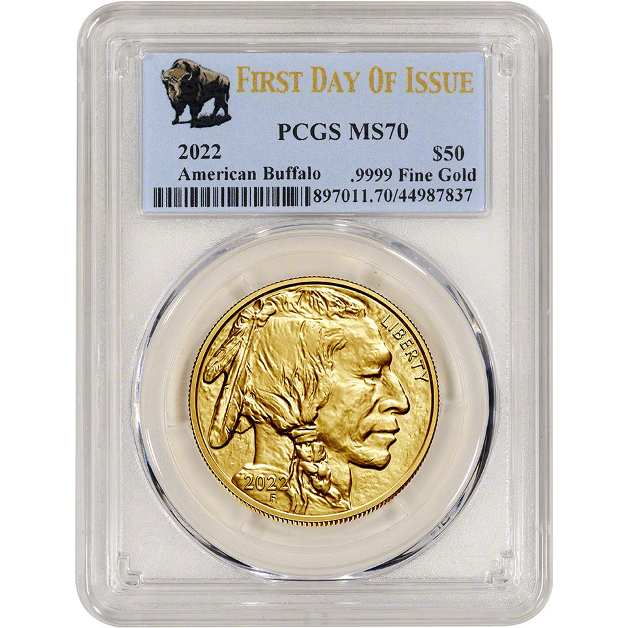 2022 American Gold Buffalo 1 oz $50 - PCGS MS70 First Day of Issue Buffalo Label [22-BUFF-P-MS70 ...