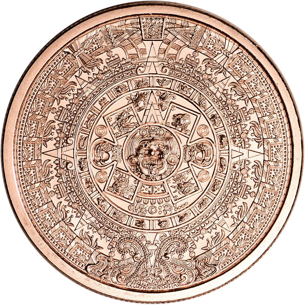 1 oz. Golden State Mint Copper Round Aztec Calendar .999 Fine Tube of ...