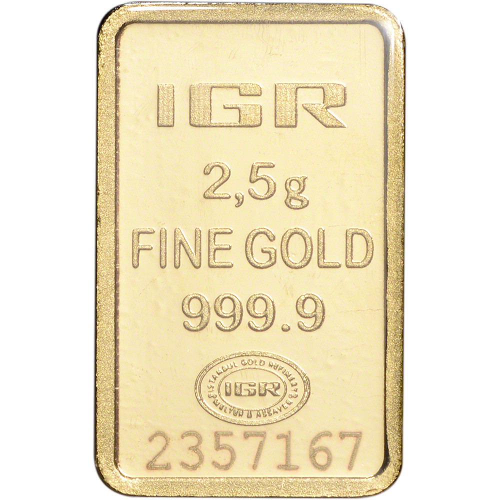 2.5 gram IGR Gold Bar - Istanbul Gold Refinery - 999.9 Fine in Sealed ...