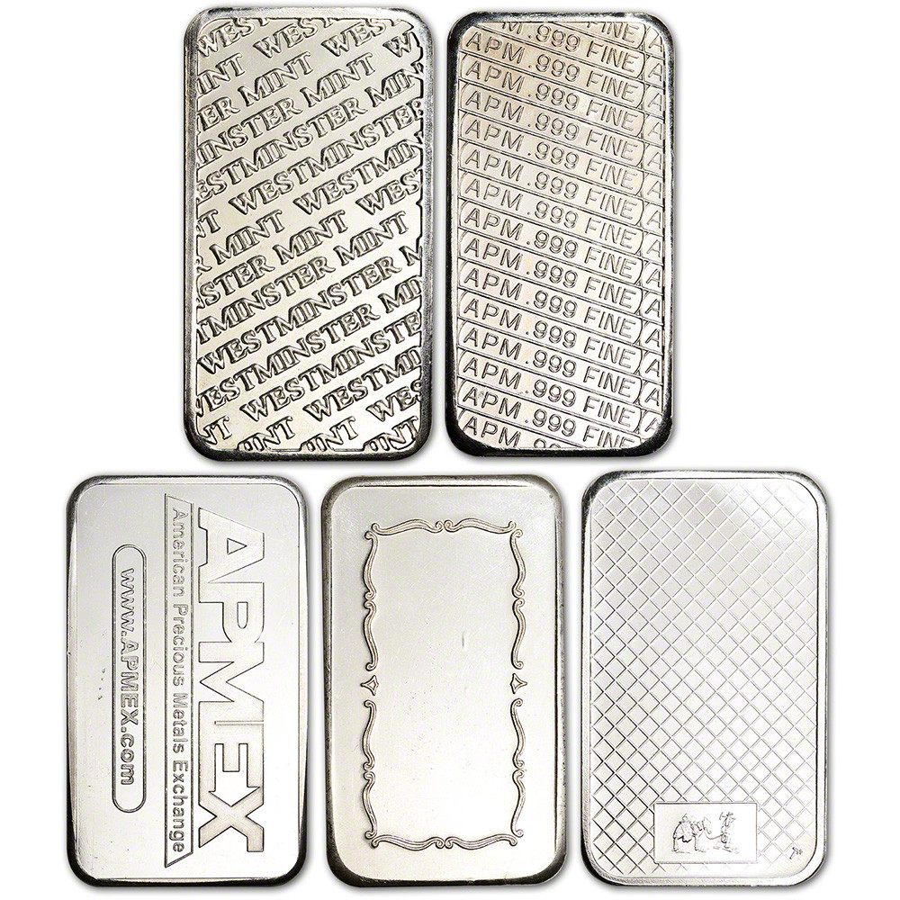 5 oz Silver Bar - Random Brand Secondary Market .999 Fine [SILVER-Bar ...