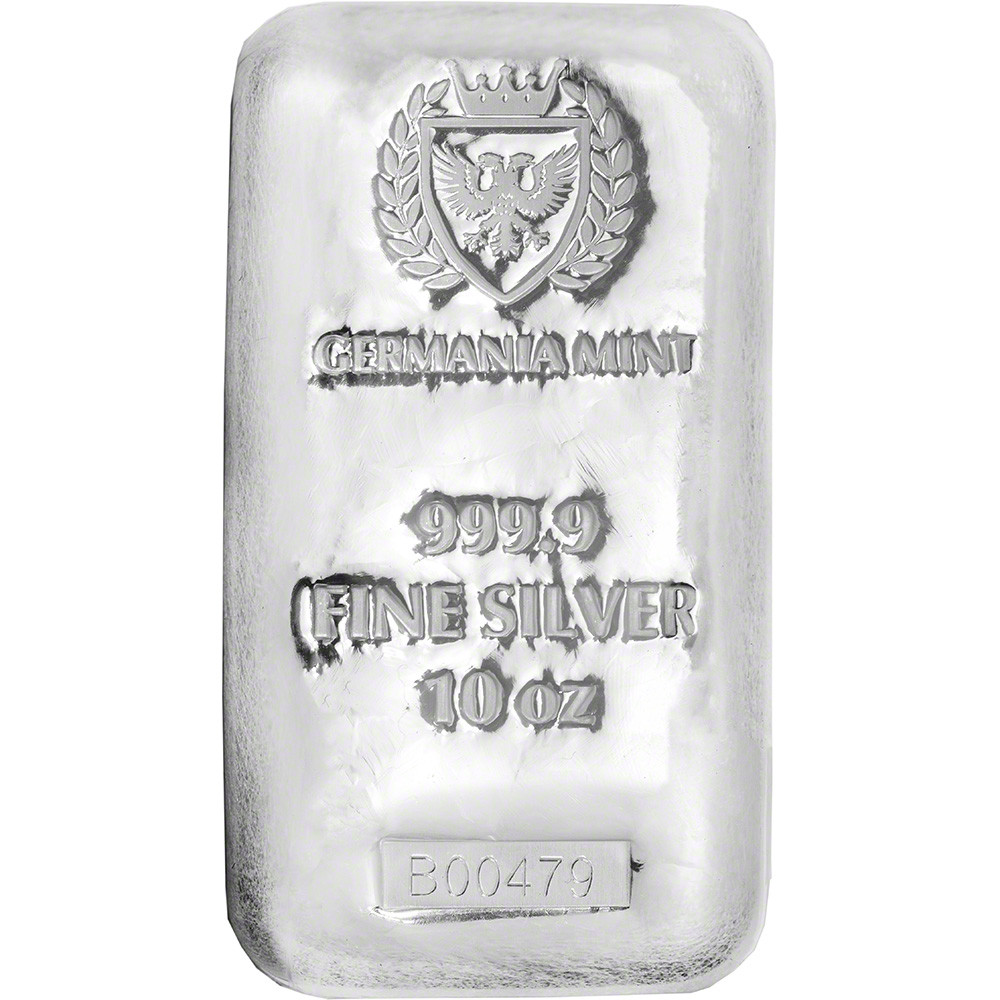 10 oz Germania Mint Silver Bar 999 Fine [SILVER-Bar-10oz-GM-Cast ...