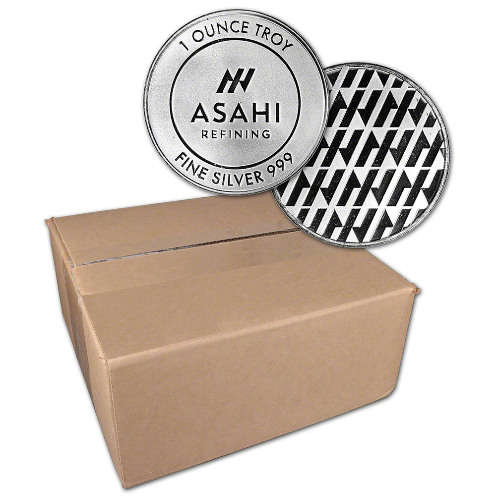 500 pc 1 oz Silver Round - Asahi Refining .999 Fine 1 Box of 500 ...