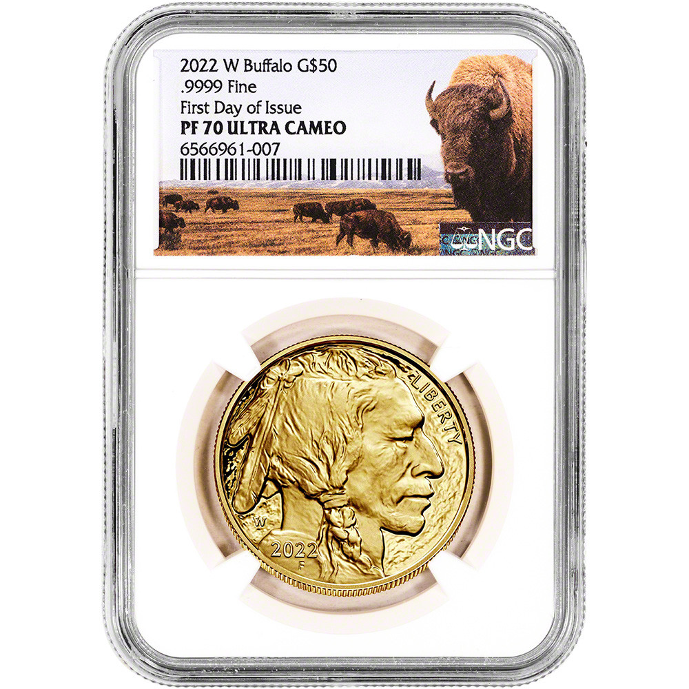 2022 W American Gold Buffalo Proof 1 oz $50 NGC PF70 UCAM First Day of ...